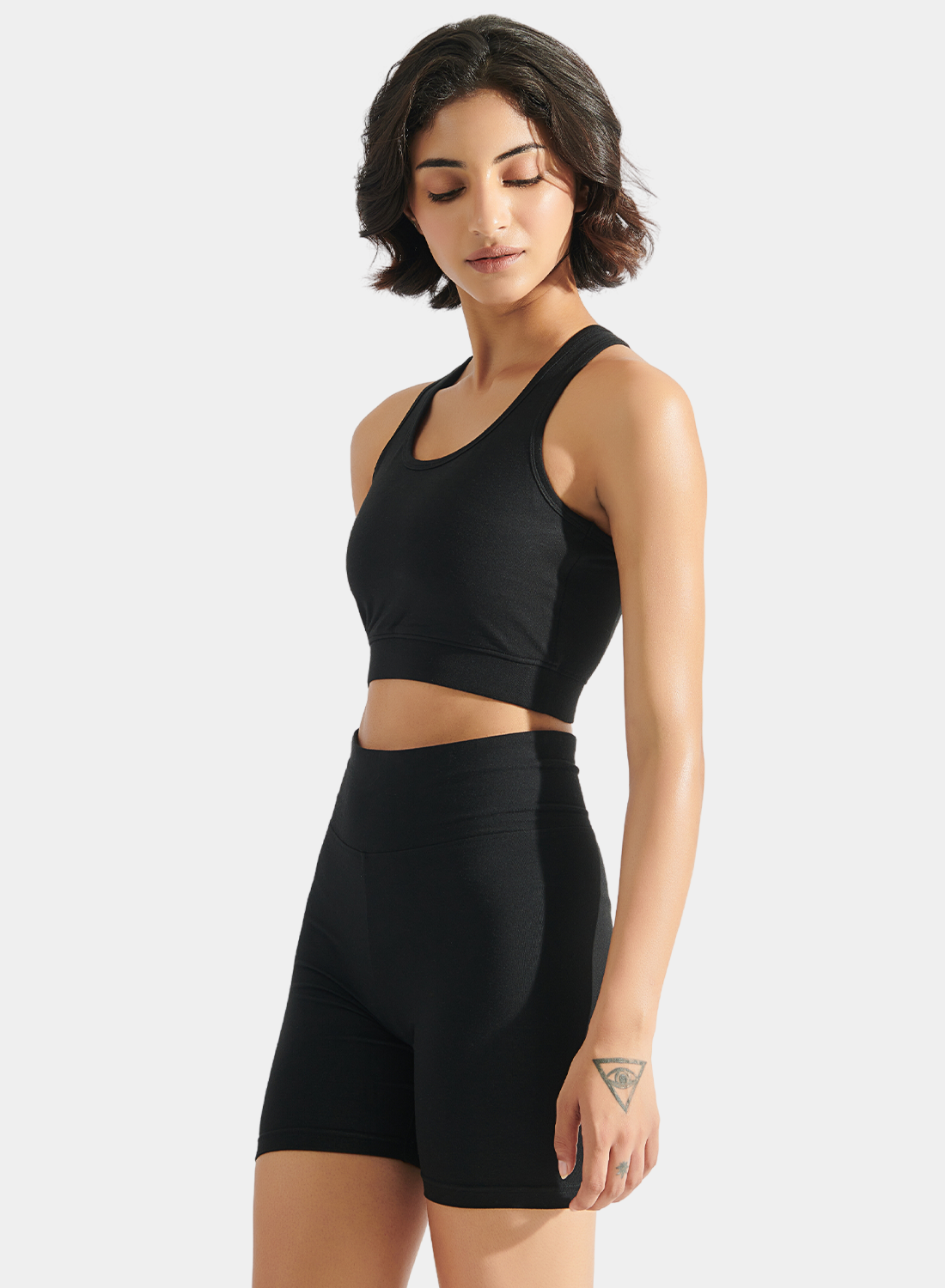 Midnight Black Bike Short and Bra Top Combo | yamayoga